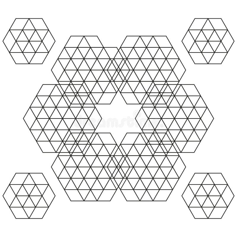 Hexagonal Star Pattern. Interlocked Triangle Grid. Abstract Vector ...