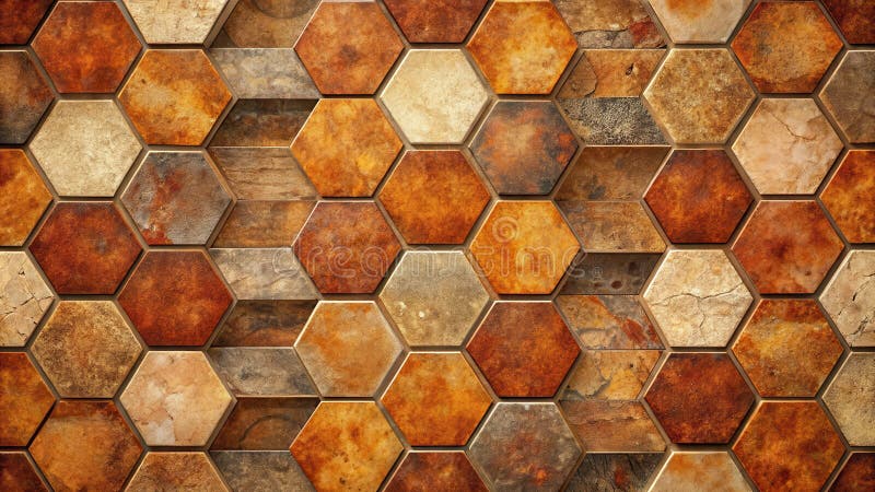 Hexagonal Stone Tile Pattern Background Texture Featuring Varied Earth ...