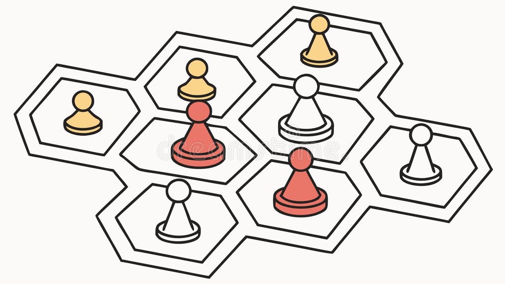 Hexagonal Strategy Board Game with Pawns Isometric, Vector Design ...