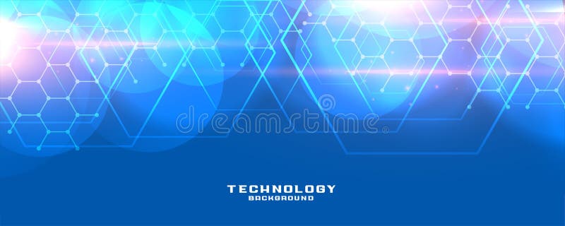 Hexagonal Style Blue Technology or Medical Banner Design Stock Vector ...