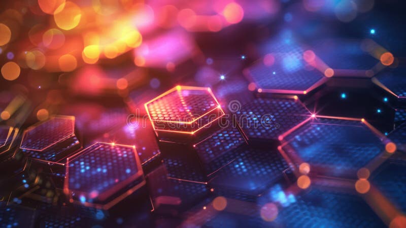 Hexagonal Tech Color Burst Abstract Background Stock Illustration ...