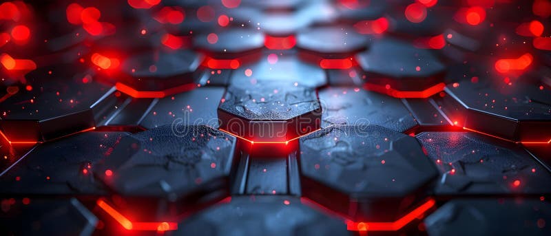 Hexagonal Tech Network with a Red Glow. Concept Technology, Network ...