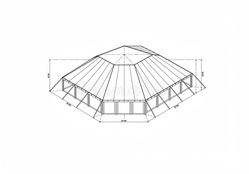 Hexagonal Tent Blueprint with Dimensions. the Design Shows a Structure ...