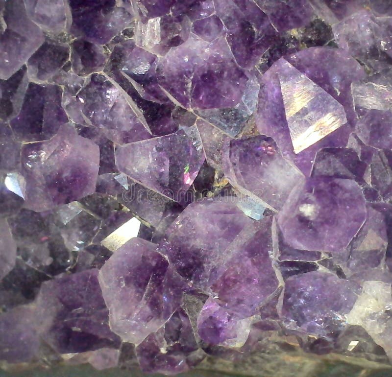 Hexagonal Terminated Amethyst Crystals in Close Up Stock Illustration ...