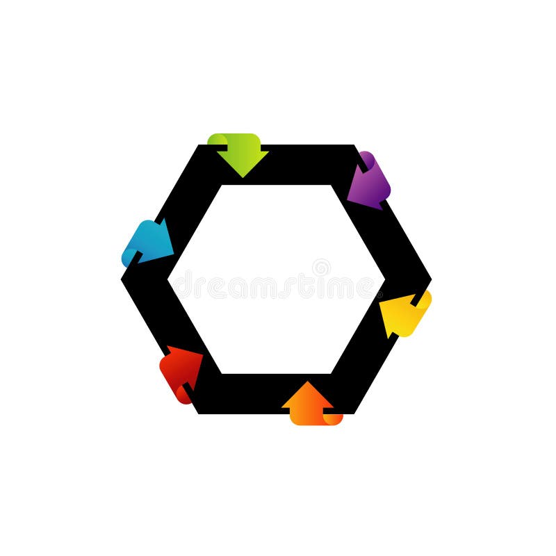 Hexagonal Text Box with Arrows Stock Vector - Illustration of item ...
