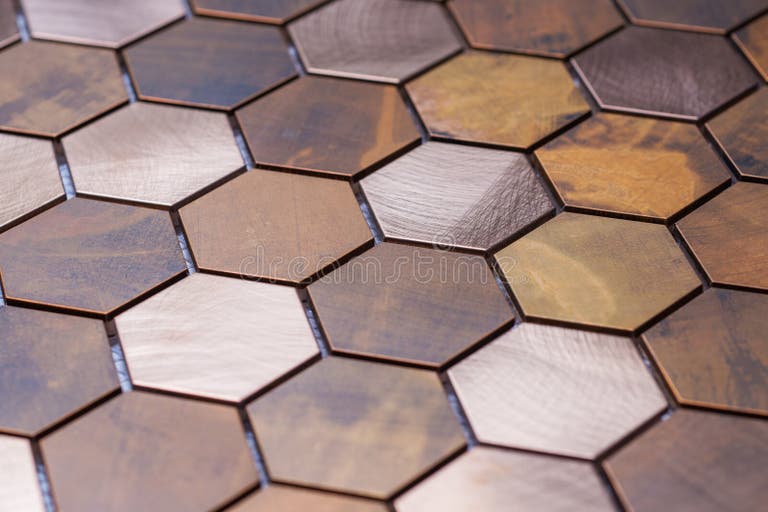 The Hexagonal Texture of Copper Tiles. Geometric Background Stock Photo ...