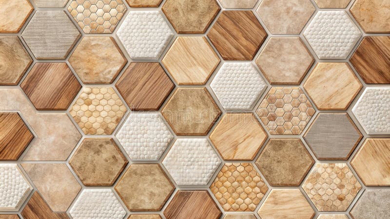 Hexagonal Tile Pattern in Earthy Tones a Seamless Texture of Wood and ...