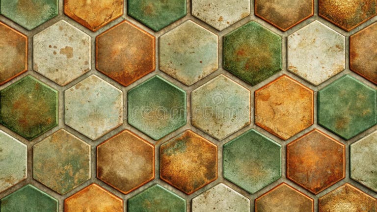 Hexagonal Tile Pattern with Earthy Tones and Subtle Texture Variations ...