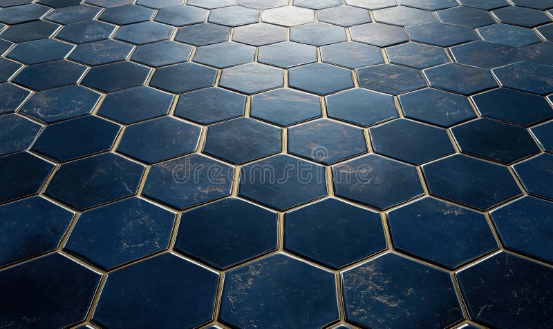 Hexagonal Tile Pattern with Glossy Finish and Golden Edges for Modern ...