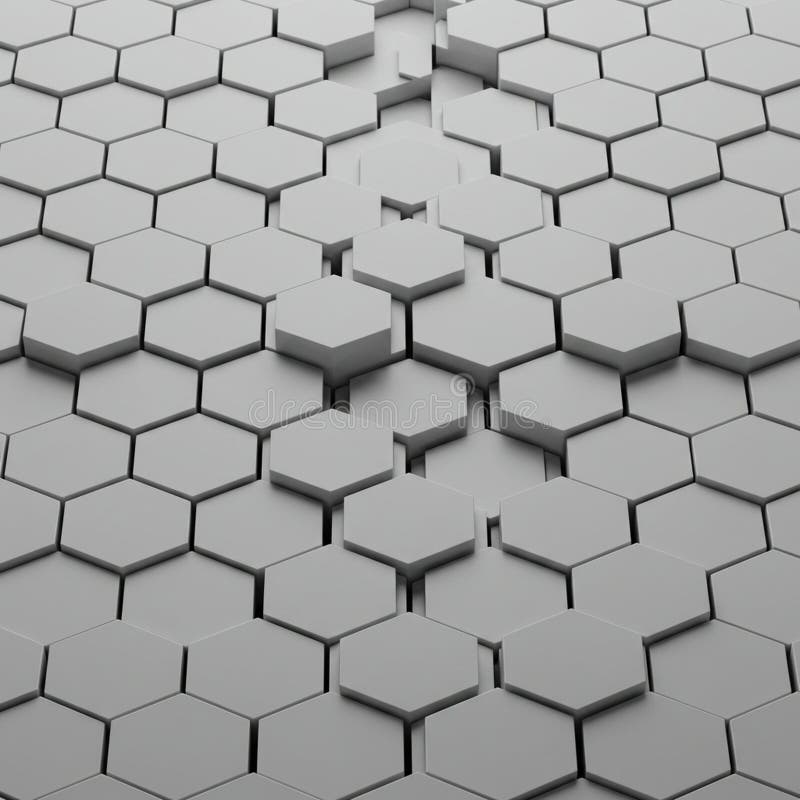 Hexagonal Tiles in a 3D Arrangement Form a Seamless, Geometric Surface. Each Tile is Stock ...