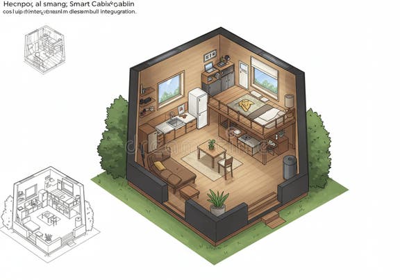 Hexagonal Tiny Home Interior, Featuring a Compact and Efficient Design ...