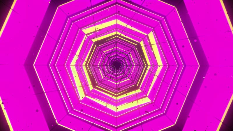 Hexagonal Tunnel with Vibrant Neon Lights Creating a Mesmerizing Visual ...
