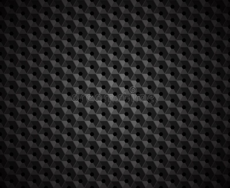 Hexagonal Vector Black Embossed Pattern. Plastic Hexagon Grid Dark ...