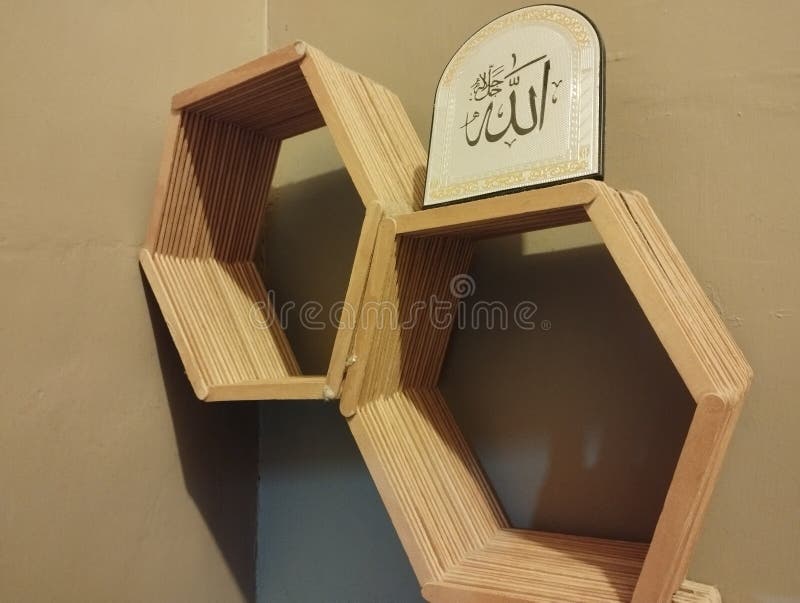 Hexagonal Wall Shelf Made from Ice Cream Sticks Stock Image - Image of ...