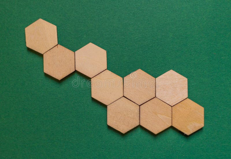 Hexagonal wooden plates stock image. Image of plates - 258902711