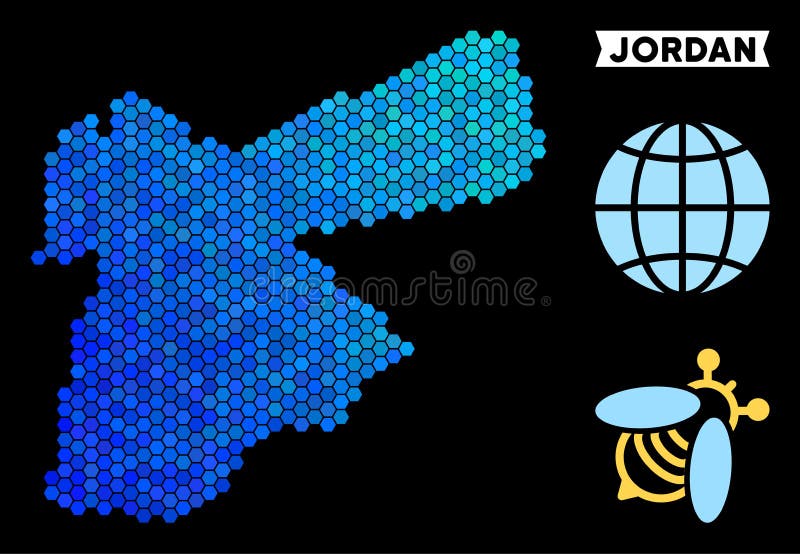 Hexagone bleu Jordan Map illustration de vecteur. Illustration du ...