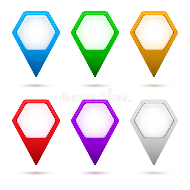 Hexagone-carte-indicateur-flèche-ensemble-couleur Illustration de ...