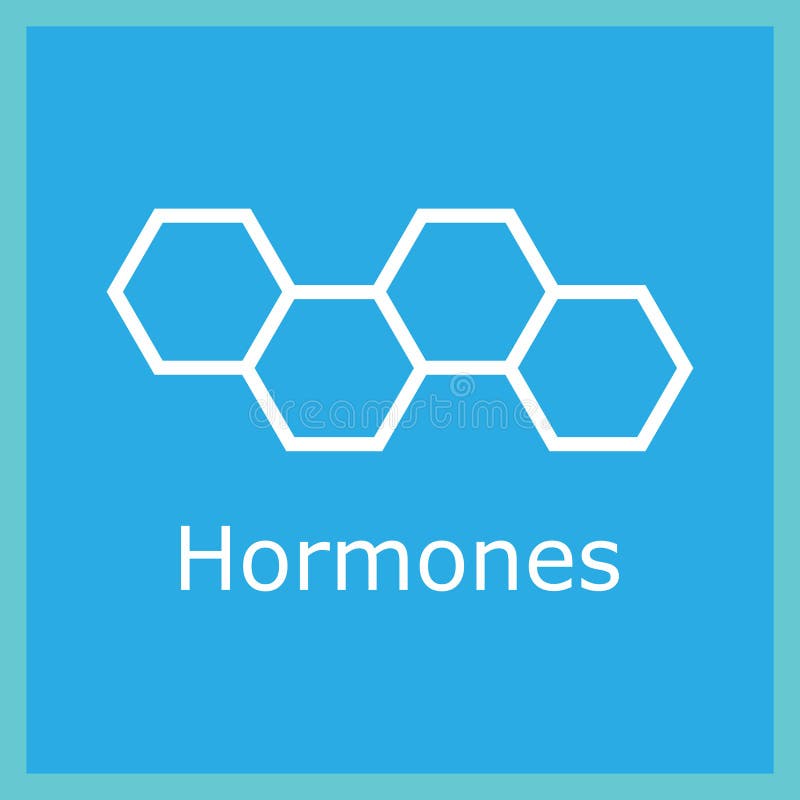 Hexagons Colored Vector Hormones Icon on Blue Background. Vector Stock ...