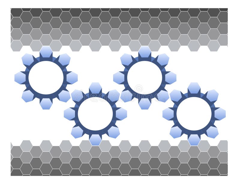 Four Gears Working Together Stock Illustration - Illustration of four ...