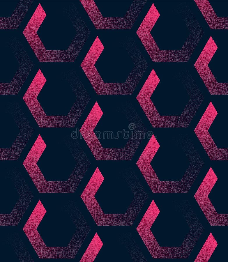 Hexagons Geometric Seamless Pattern Trend Vector Purple Noir Abstract ...