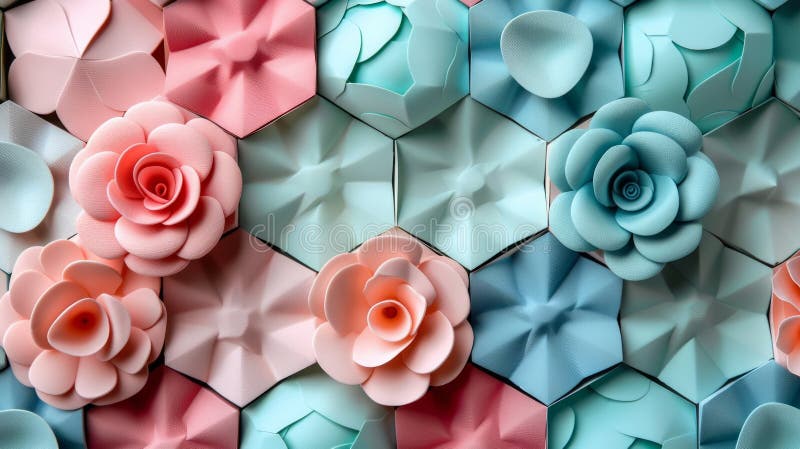 Hexagons Mounted on a Wall stock image. Image of generative - 309984291