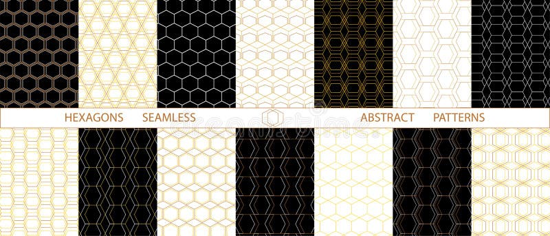 14 Hexagons Simple Seamless Patterns Stock Vector - Illustration of ...