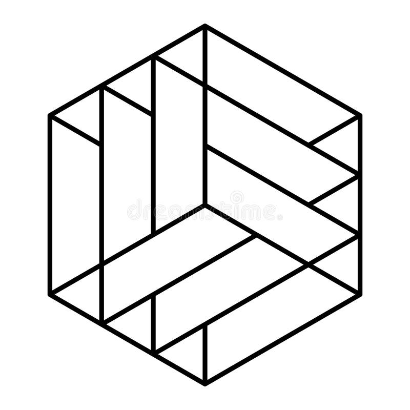Hexagon with Optical Illusion of a Cube, Crop Circle Pattern Stock ...