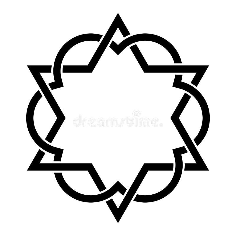 Six Pointed Star Symbol, Blossom Shaped, with Arched Offset Lines Stock ...