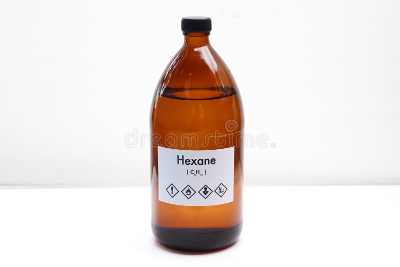 Hexane in Bottle , Chemical in the Laboratory and Industry Stock Image ...