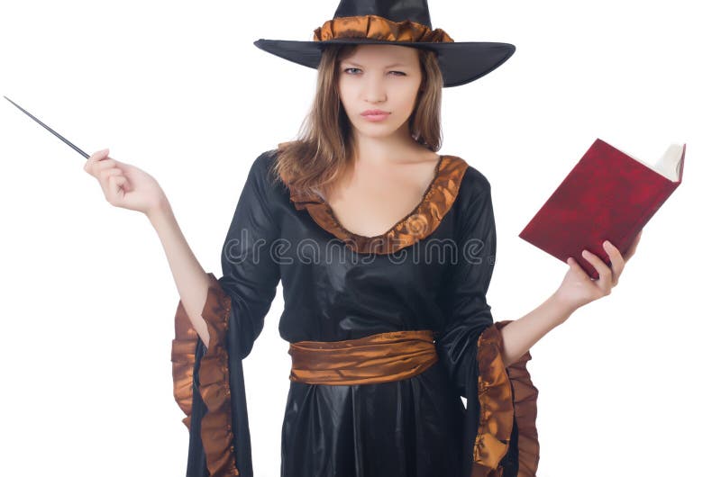Hexe mit Stab und Buch stockbild. Bild von phantasie - 34665117
