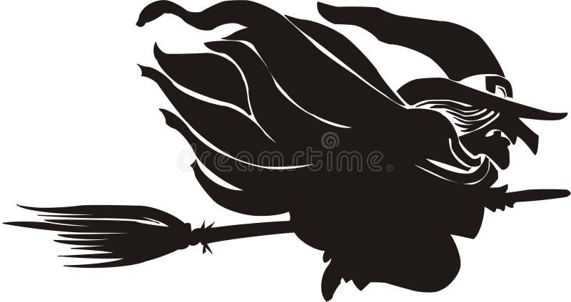 Hexen-Fliegen Auf Besenstiel-Vektor-Schablone Vektor Abbildung ...