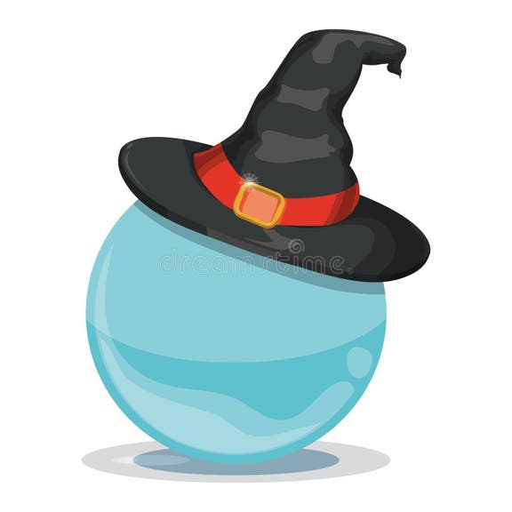 Hexen-Hut auf Crystal Ball vektor abbildung. Illustration von vermögen ...