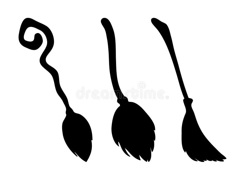 Hexenbesen-Schattenbildkarikaturvektorsymbol-Ikonendesign Beauti Vektor ...