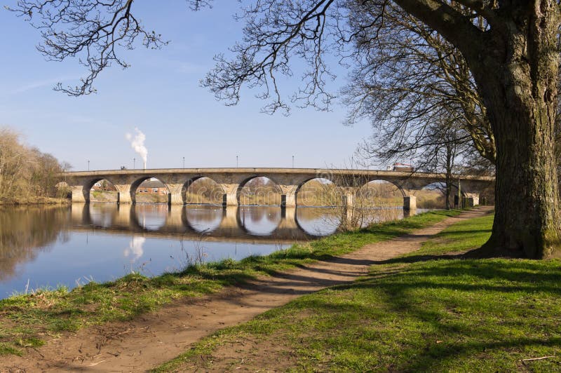Hexham Bridge and Riverside Path Stock Photo - Image of northumberland ...