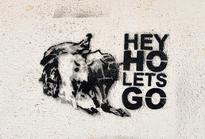 Hey Ho Let s Go Graffiti stock image. Image of stencil - 66511179