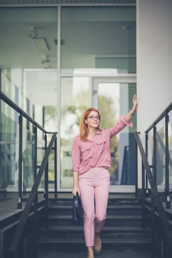 Hey, wait for me. stock image. Image of building, businesswoman - 127889451