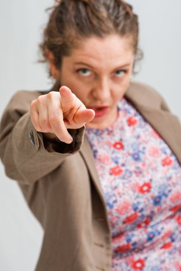 Hey You Woman Pointing Index Fingers Gesture Stock Photos - Free ...
