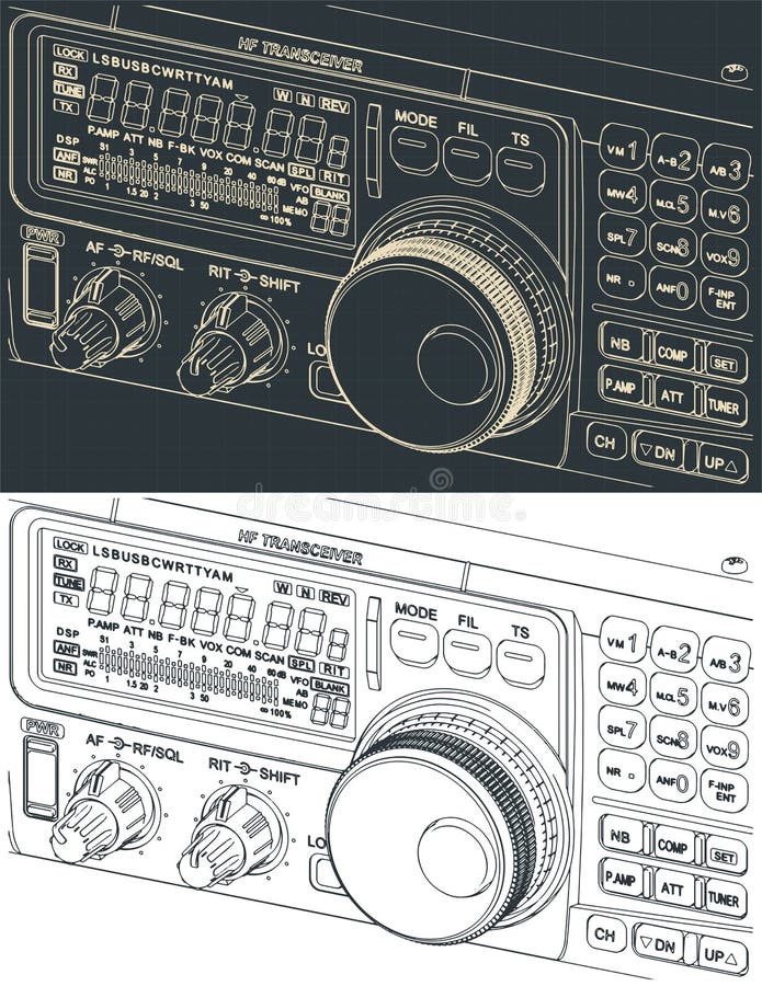 HF transceiver close up stock vector. Illustration of transceiver ...