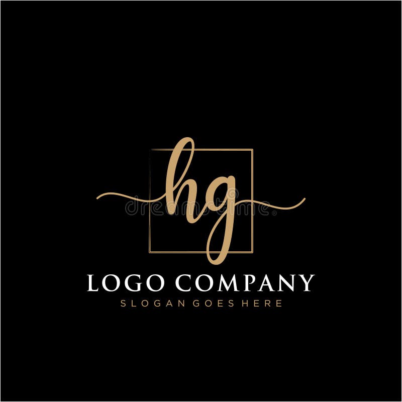 HG Initial Handwriting Logo with Rectangle Template Vector Stock Vector ...