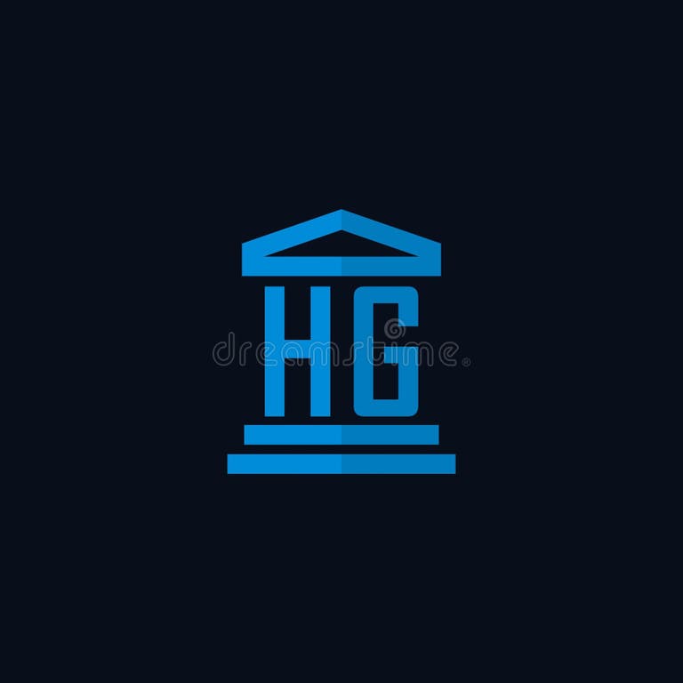 HG Initial Logo Monogram with Simple Courthouse Building Icon Design ...
