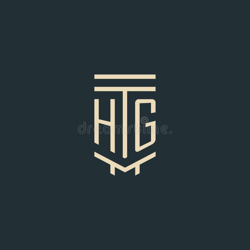 HG Initial Monogram with Simple Line Art Pillar Logo Designs Stock ...