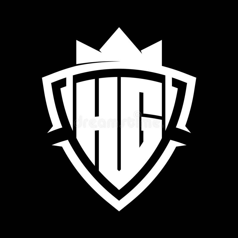 HG Letter Monogram with Triangle Curve Shield Shape with Crown White ...