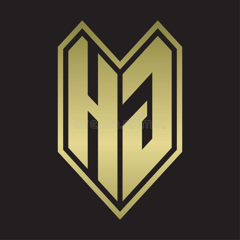 HG Logo Monogram with Emblem Line Style Isolated on Gold Colors Stock ...