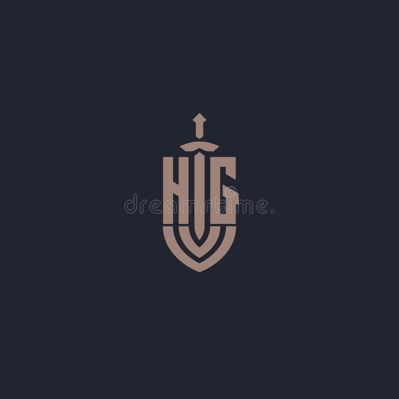 HG Logo Monogram with Sword and Shield Style Design Template Stock ...