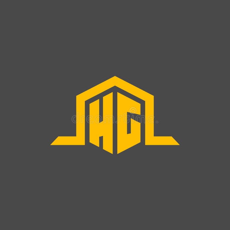 HG Monogram Initial Logo with Hexagon Style Design Stock Vector ...