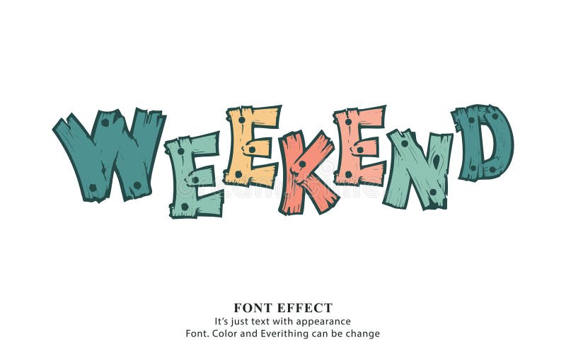 Weekend Text Effect with Retro Abstract Background Style Stock Vector ...
