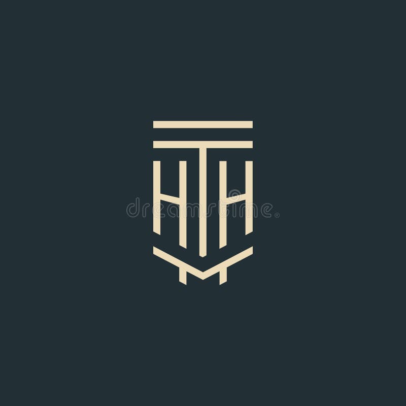 HH Initial Monogram with Simple Line Art Pillar Logo Designs Stock ...