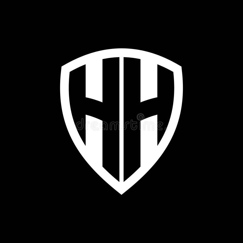 HH Monogram Logo with Bold Letters Shield Shape with Black and White ...