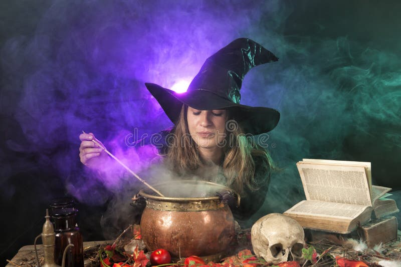 HHalloween Withch on Smoke Background Stock Photo - Image of witch ...