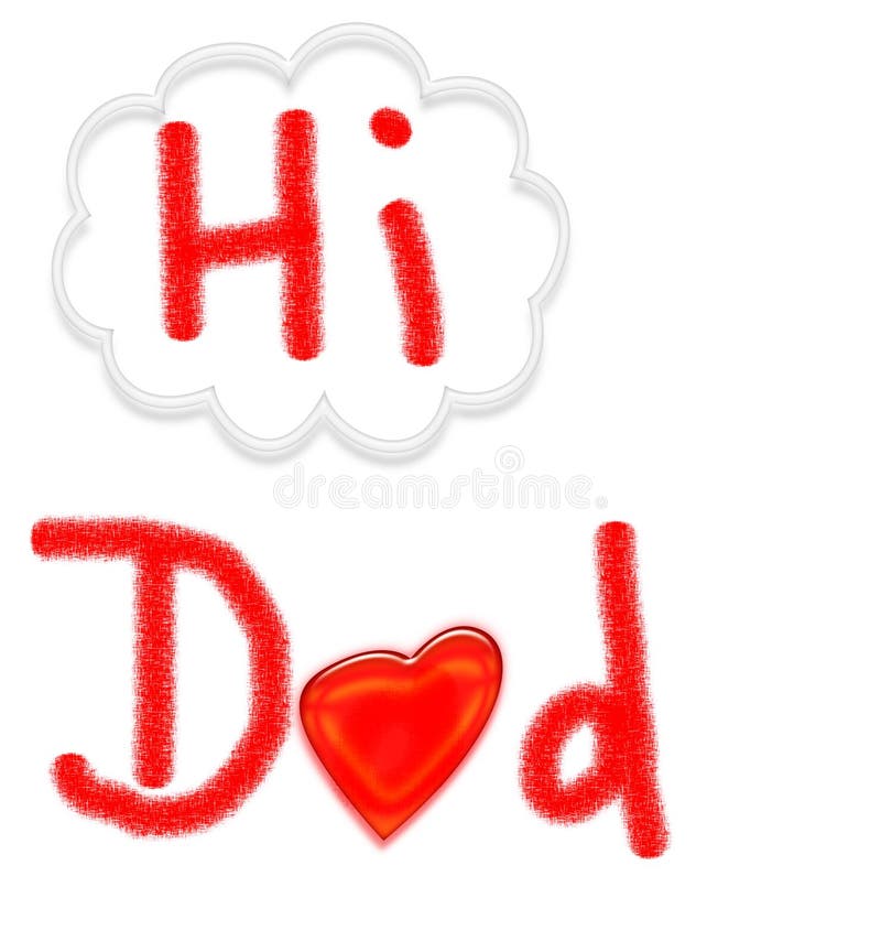 HI DAD Card - Child S Artwork on White Background Stock Photo - Image ...